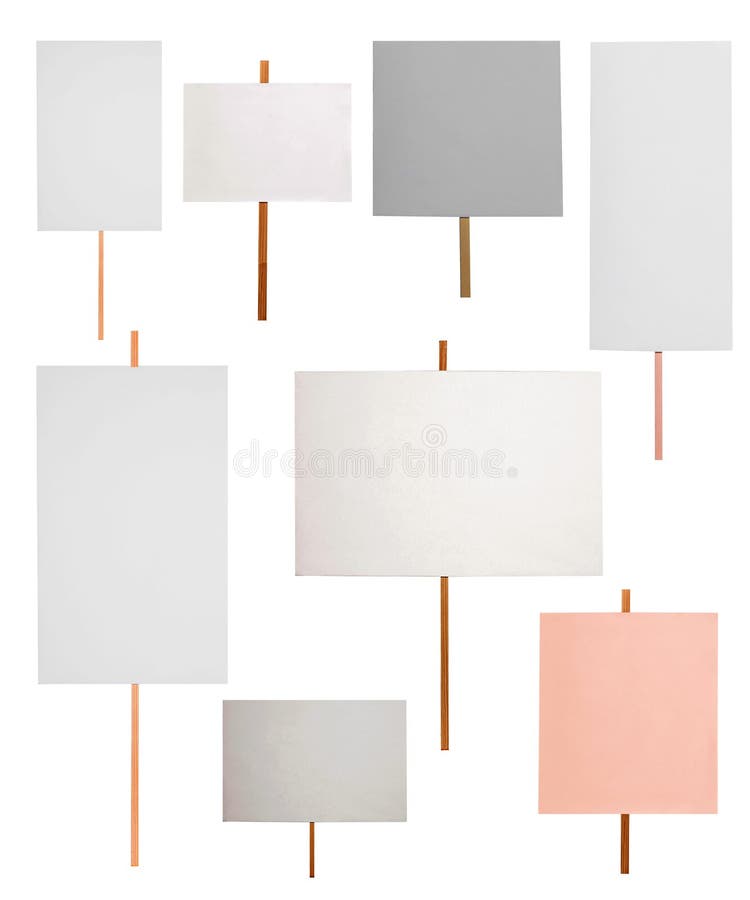 Set with Different Blank Protest Signs on White Background Stock Image ...