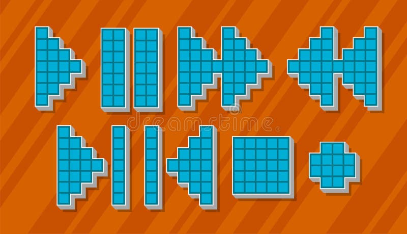 Set of Different Blue Pixel Symbols for Player Stock Vector ...