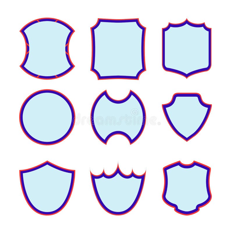 Set of Different Blue-and-red Shields Icon Stock Vector - Illustration ...