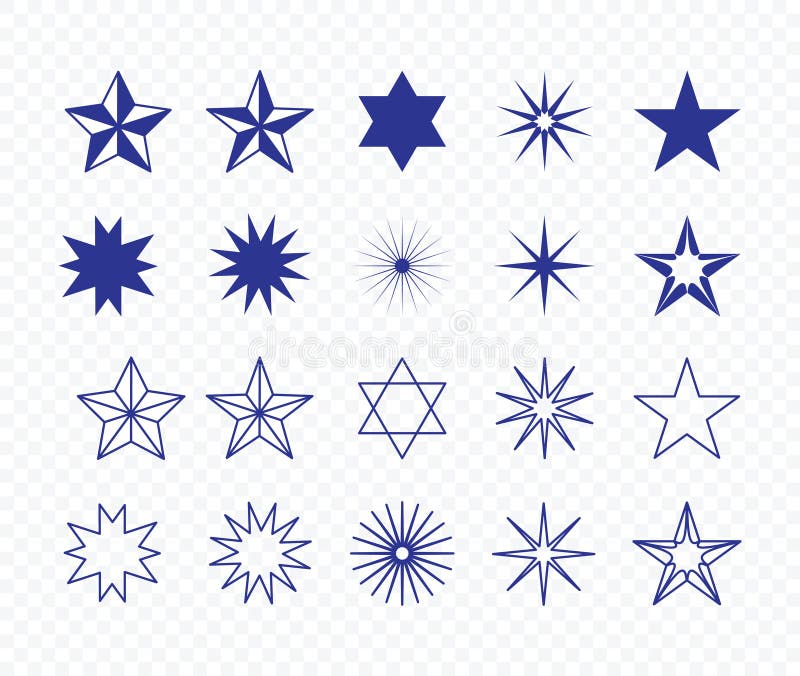 Set of Different Blue Star Shape Vector Illustration Stock Vector ...