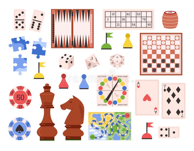 Set of Different Board Game Elements Flat Style, Vector Illustration ...
