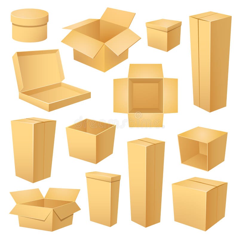 Set of Different Boxes, Vector Illustration Stock Vector - Illustration ...