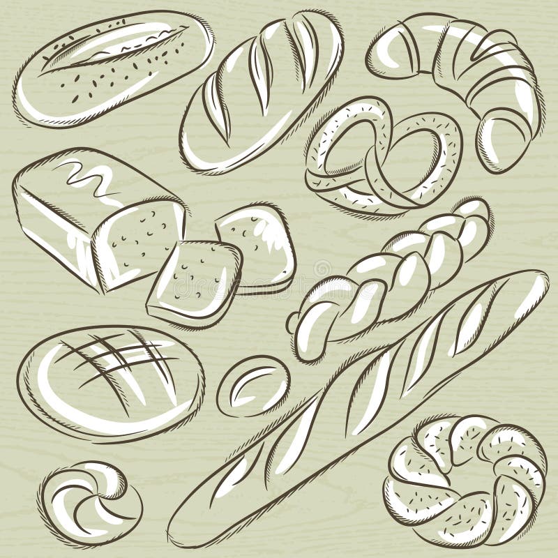 Set of Different Breads on Blackboard Stock Vector - Illustration of ... Set of Different Breads on Blackboard Stock Vector - Illustration of ...
