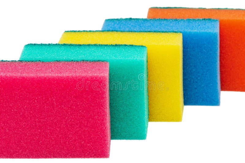 Set of Different Bright Colored Foam Sponges for Everyday Cleaning in ...