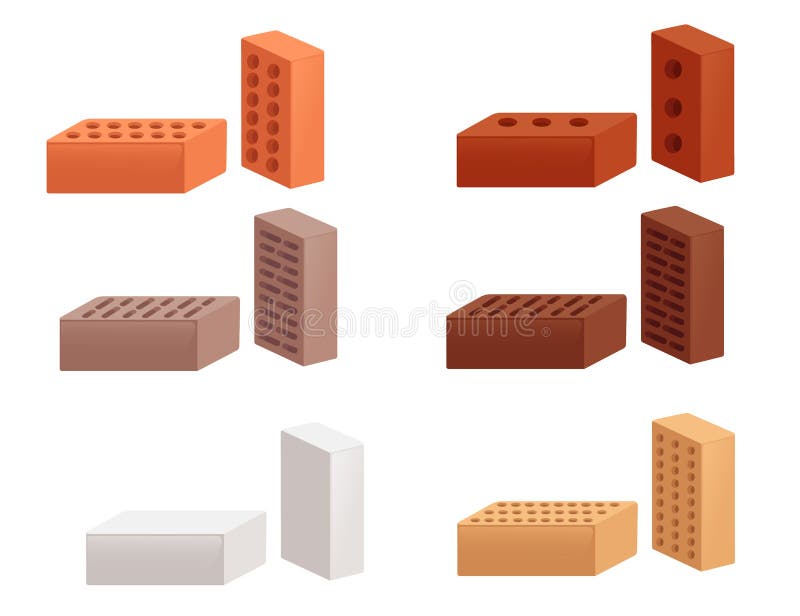 Set of Different Building Bricks Vector Illustration Isolated on White ...