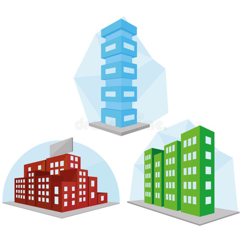 Set of Different Building Icons Isolated Stock Vector - Illustration of ...