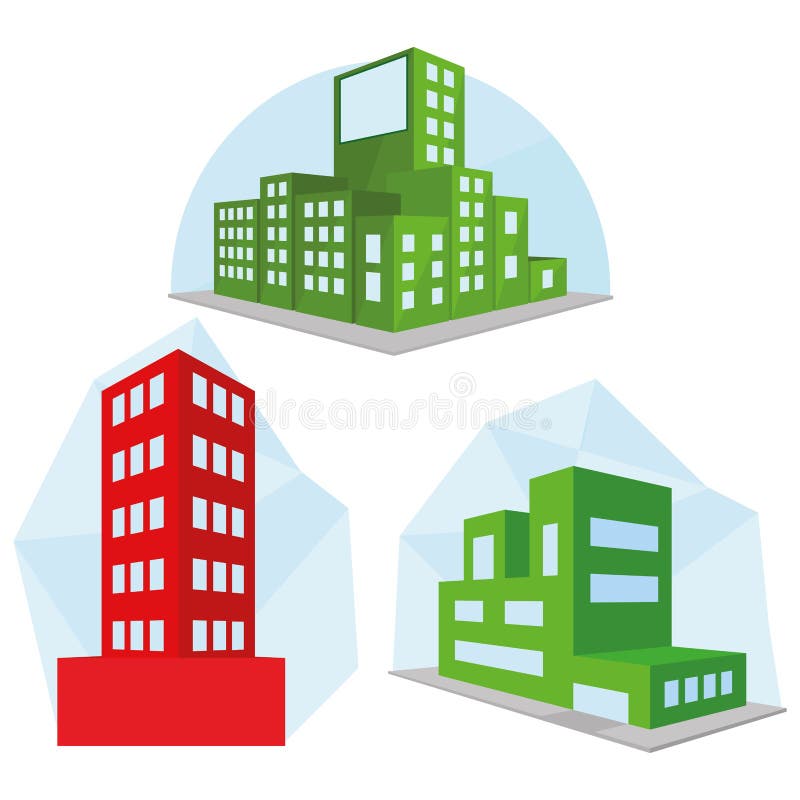 Set of Different Building Icons Isolated Stock Vector - Illustration of ...