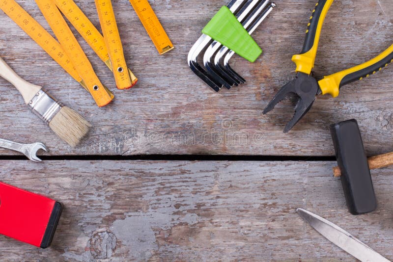 Set of Different Building Instruments and Copy Space. Stock Photo ...