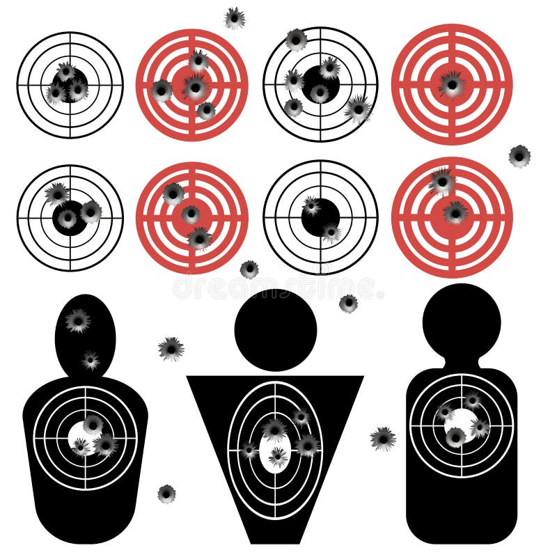 Set of Different Bullet Holes Stock Vector - Illustration of bullethole ...