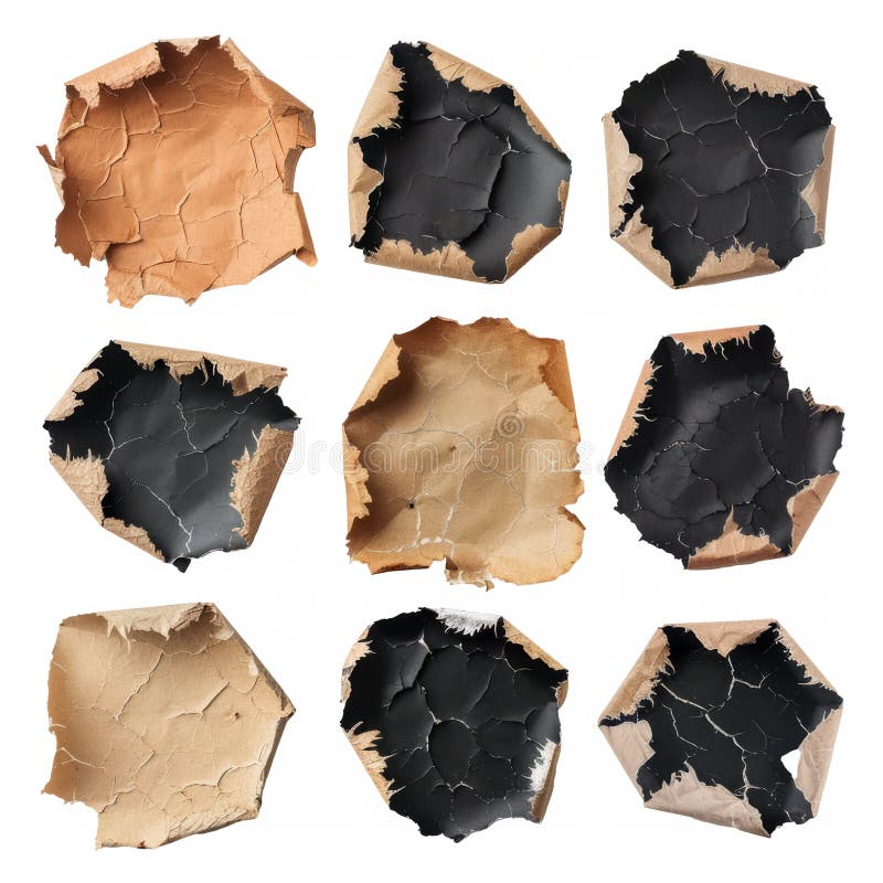 Set of Different Burnt Paper Holes with Singed Edges, Isolated on a ...