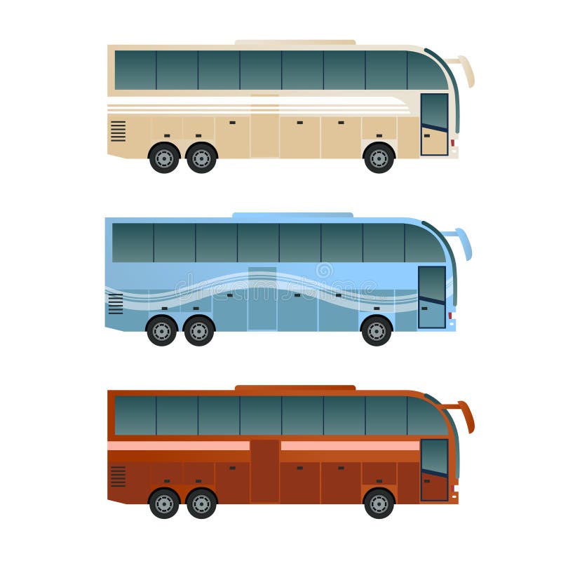 Set of different buses stock vector. Illustration of passenger - 62813058