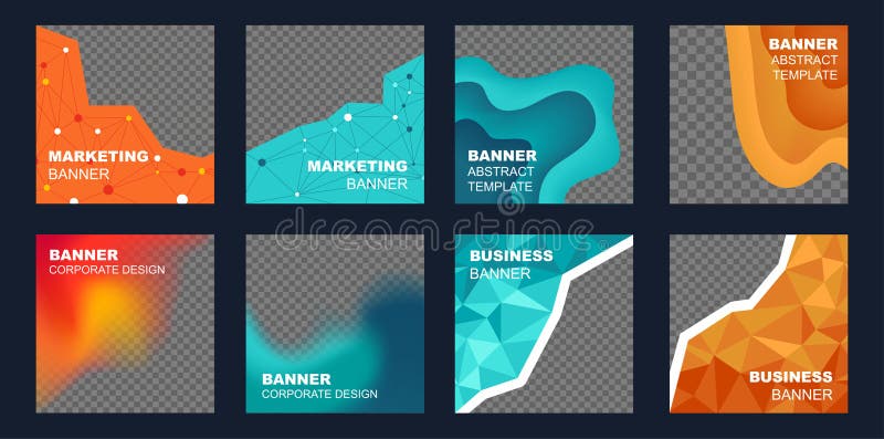 Set of Different Business Banners for Web Design, Social Media Stock ...