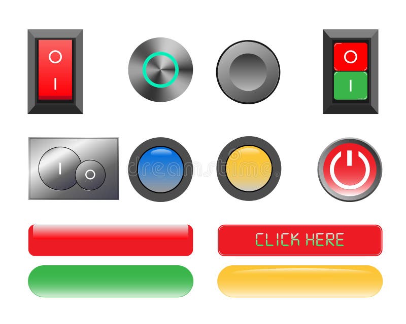 Set of Different Buttons for Web Sites. Vector Illustration. Stock ...
