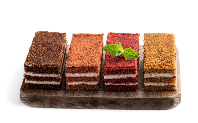 Set of Different Cake Slices Isolated on White Stock Photo - Image of ...