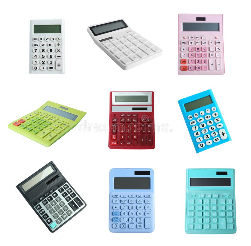 Set of Different Calculators on White Background Stock Photo - Image of ... Set of Different Calculators on White Background Stock Photo - Image of ...