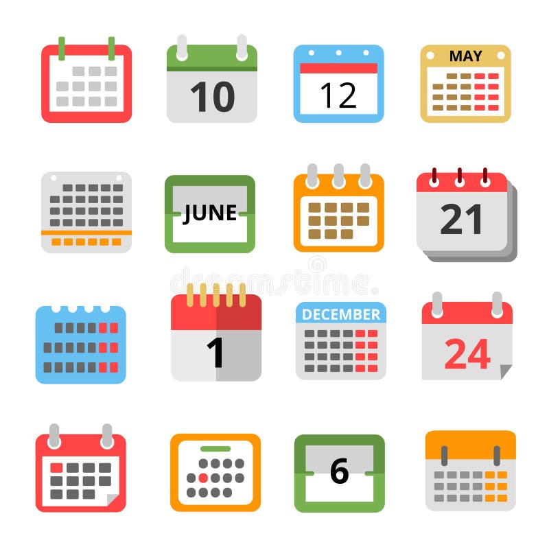 Set of Different Calendars in Flat Style. Vector Pictures Set Stock Vector - Illustration of ...
