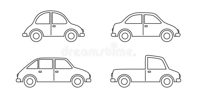 Set of Different Cars Isolated Simple Stock Vector - Illustration of ...