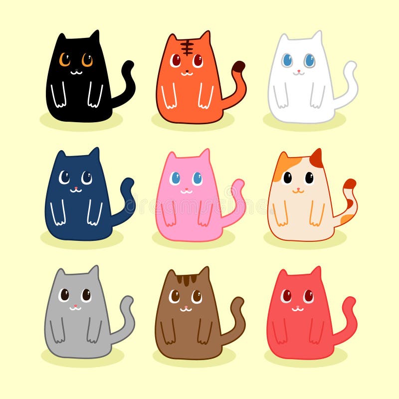 Set of Different Cartoon Cats Stock Vector - Illustration of collection ...