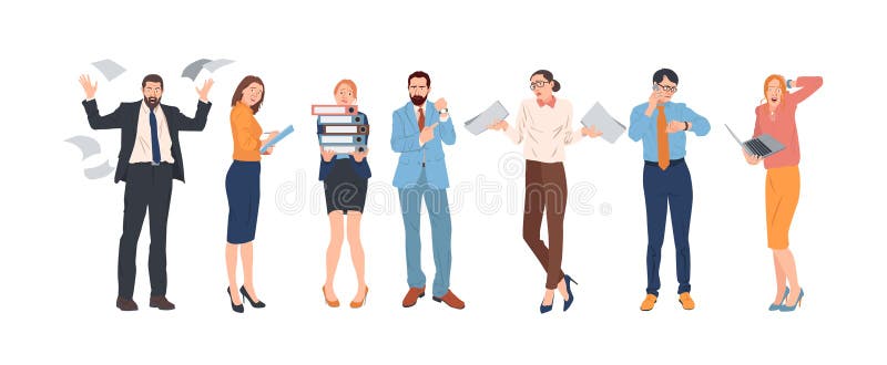 Set of Different Cartoon Characters Doing Their Tasks and Activities ...