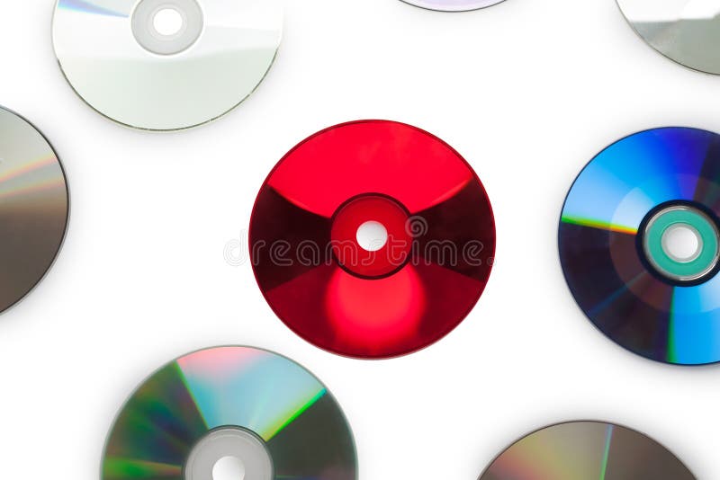 Set of Different CD or DVD Disk Isolated on White Background. Flat Lay ...