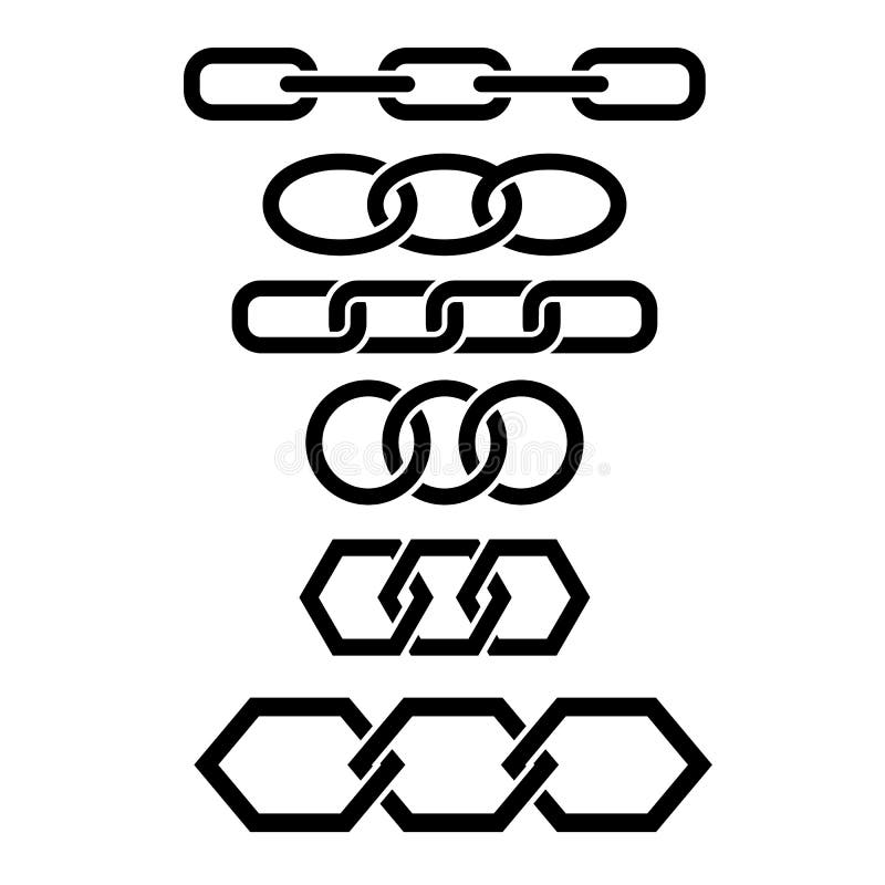 Set of Different Chain Isolated on White Background Stock Illustration ...