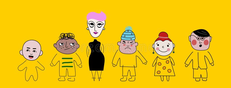 Set of Different Characters, Vector Cute Avatars Stock Vector ...