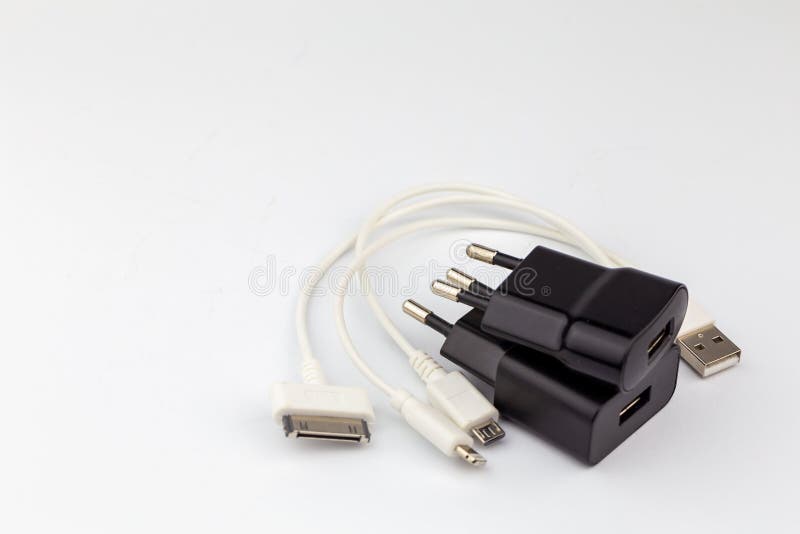 Set of Different Charging Cables Stock Photo - Image of communication ...