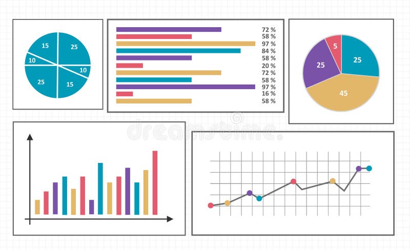 Set of Charts on Squared Paper Stock Illustration - Illustration of ...