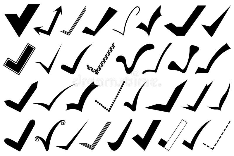 Set of Different Check Marks Stock Vector - Illustration of right, mark ...
