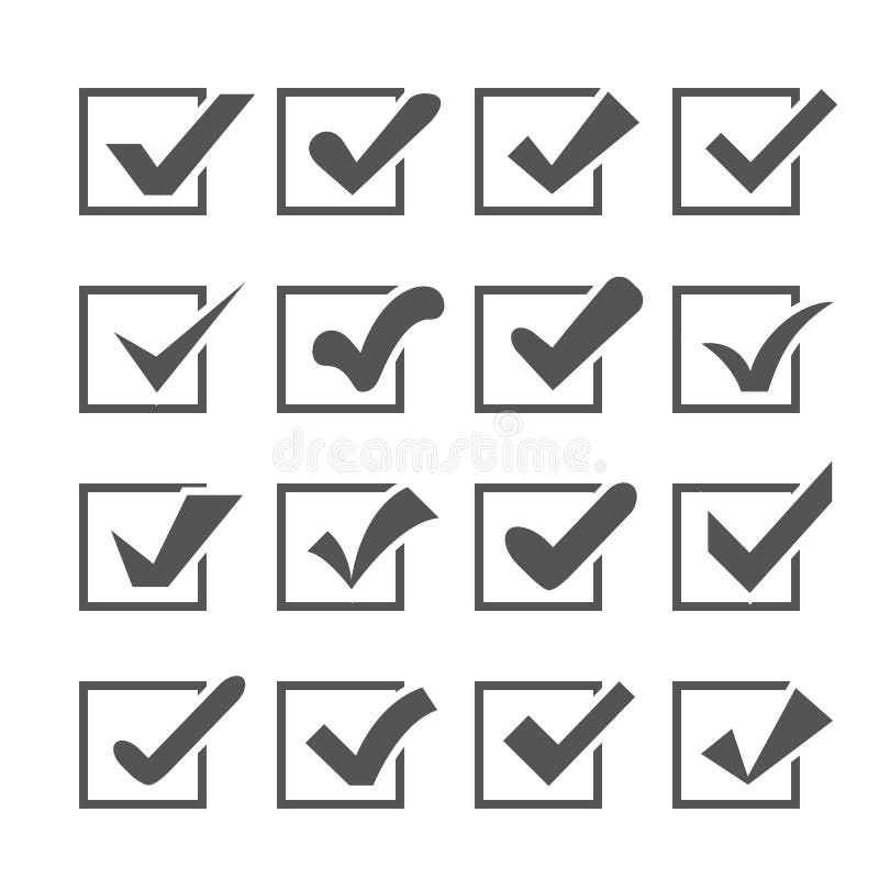 Set of Different Check Marks in Boxes Stock Vector - Illustration of ... Set of Different Check Marks in Boxes Stock Vector - Illustration of ...