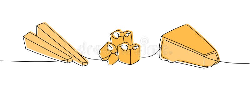 Cheese Set One Line Continuous Drawing. Different Types of Cheese ...