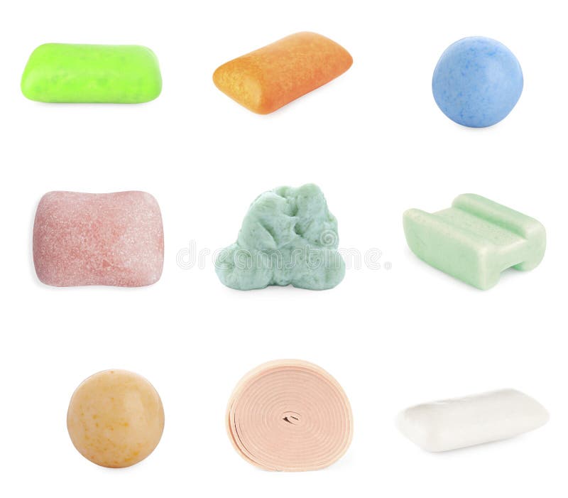 Set of Different Chewing Gums on White Background Stock Image - Image ...