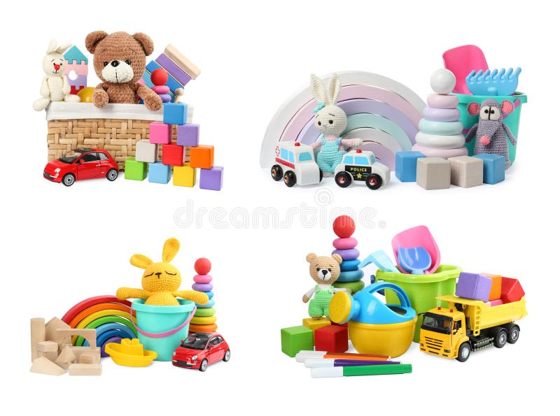 Set of Different Children S Toys Isolated on White Stock Image - Image ...