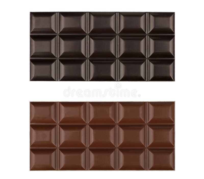 Set of Different Chocolate Bars, Top View, Isolated on White Background ...