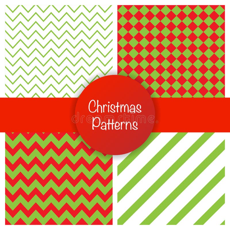 Set of Different Christmas Simple Seamless Patterns Stock Illustration ...