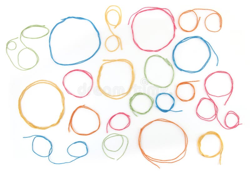 Frames or Speech Bubbles of Colorful Cotton Threads Isolated on White ...