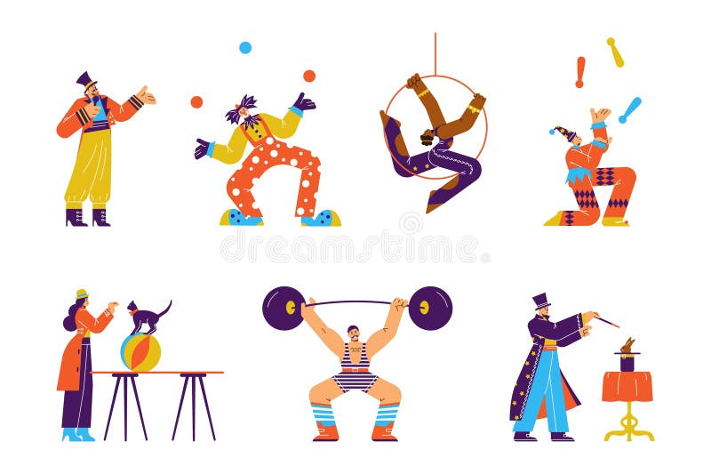 Set of Different Circus Performers Flat Style, Vector Illustration ...