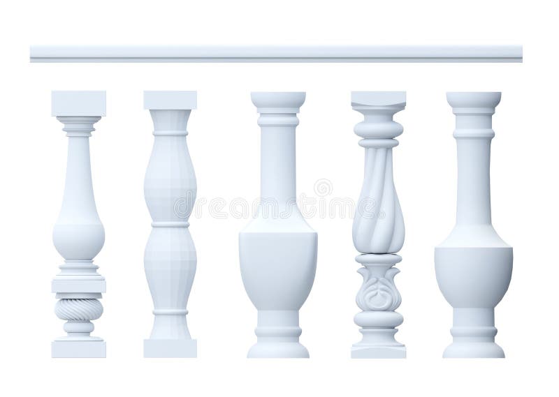 Set of Different Classic Vintage Marble Balusters Stock Illustration ...