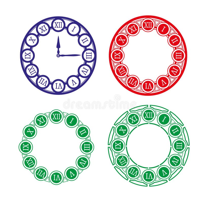 Set of Different Clock Faces. Editable Clock, Easily Remove and Replace ...
