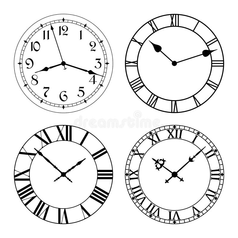 Clock Faces Vintage Modern Parts Index Watch Clockwise Arrows Numbers ...