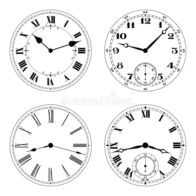 The Set of Different Clock Faces. Stock Vector - Illustration of dial ...