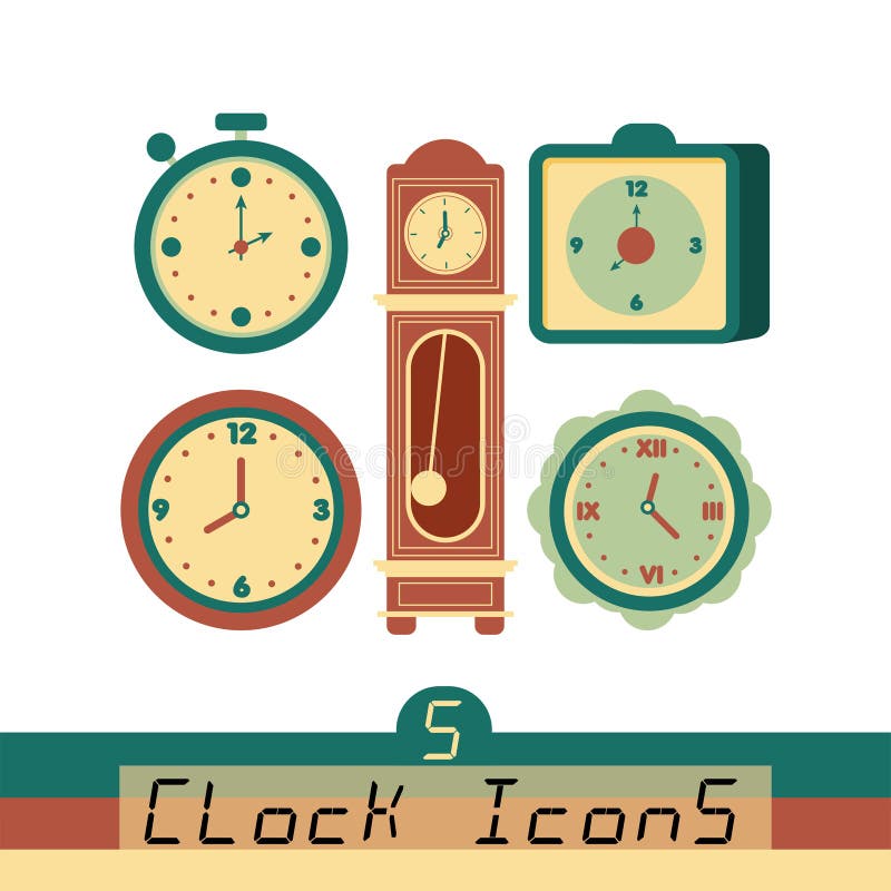 Set of Different Clock Icons Vector Stock Vector - Illustration of ...