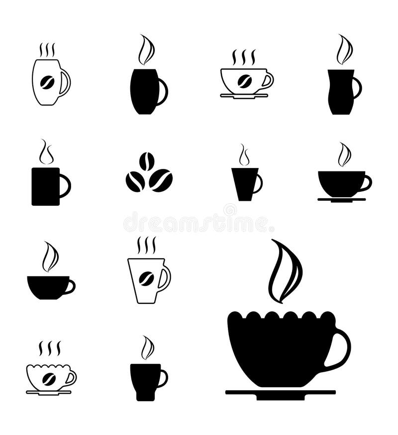 Set of Different Coffee Cup Icons Stock Vector - Illustration of coffee ...