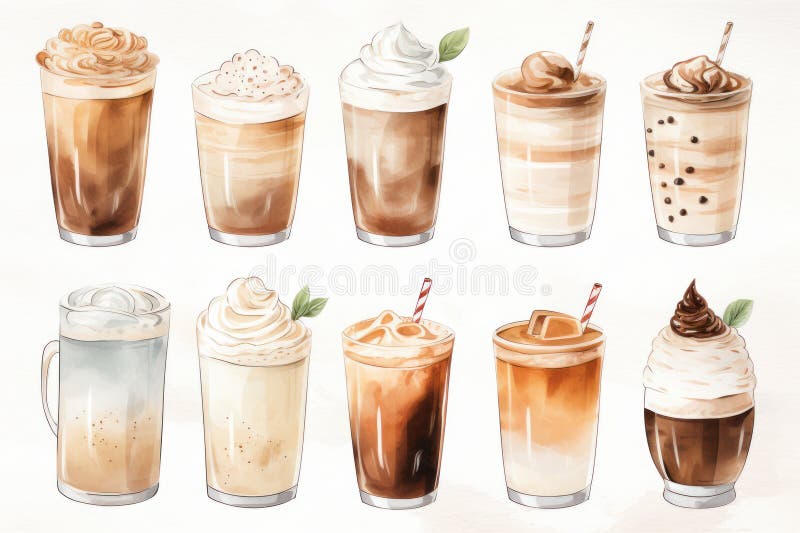 Set of Different Coffee. Design of Coffee Shop Menu Stock Illustration ...