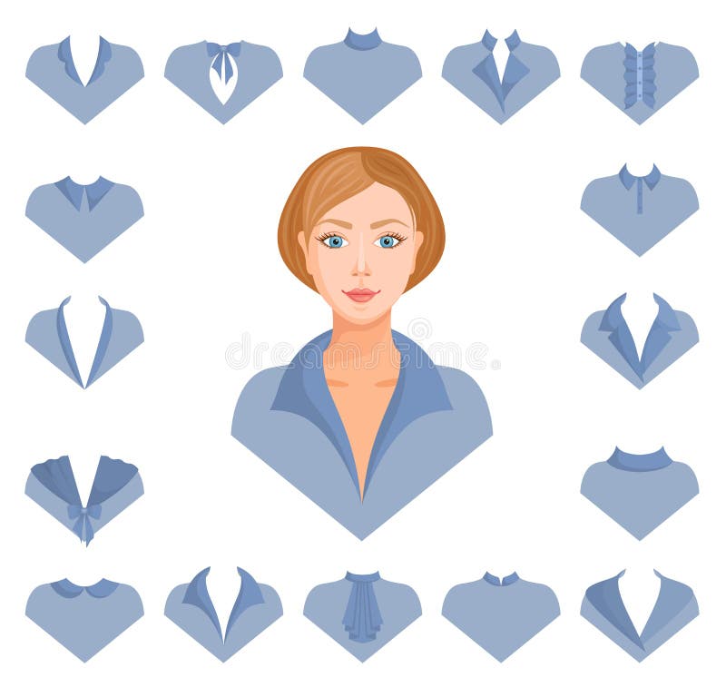 Set of FEMALE COLLARS. with TITLES. FLAT DESIGN, GRAPHICS, Collection ...