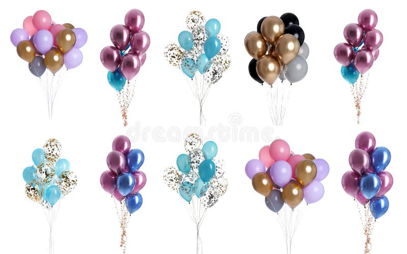 Set Of Different Color Balloons On Background Stock Photo - Image of ...