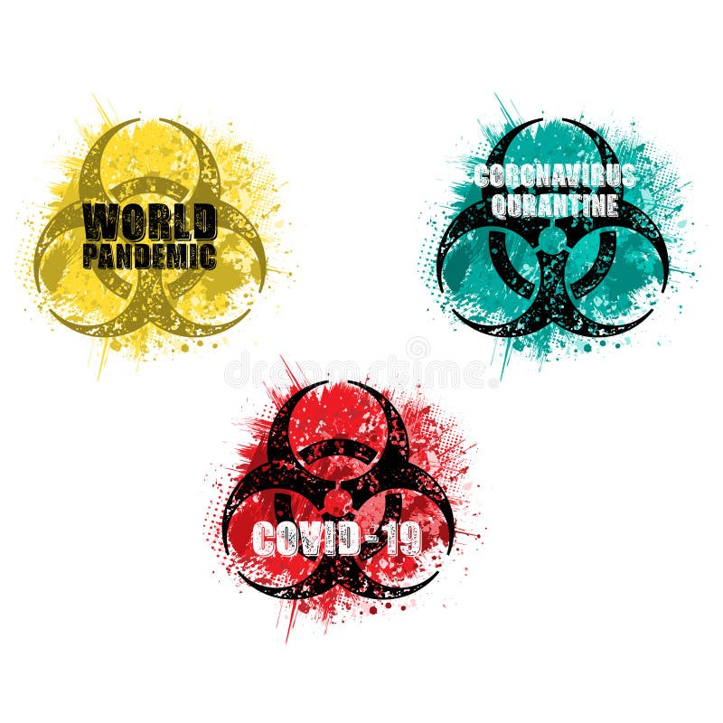 Grunge Circle Virus Hazard Set Stock Vector - Illustration of covid19 ...