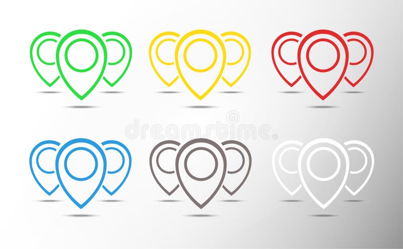Locations Icons. a Collection of Map Markers with Service Marks. Vector ...