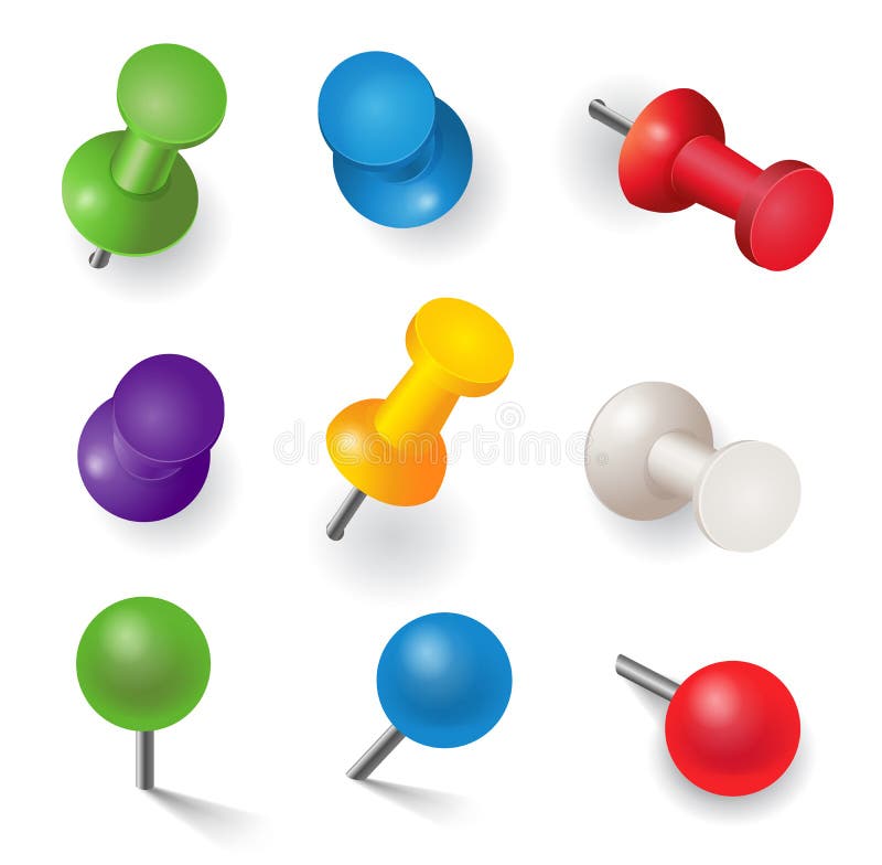 Set of Different Color Pins Stock Vector - Illustration of blank, paper ...