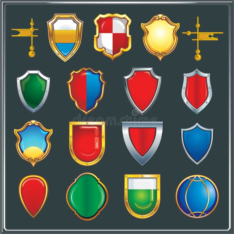 Set of Different Color and Shape of Heraldic Shields. Stock Vector ...